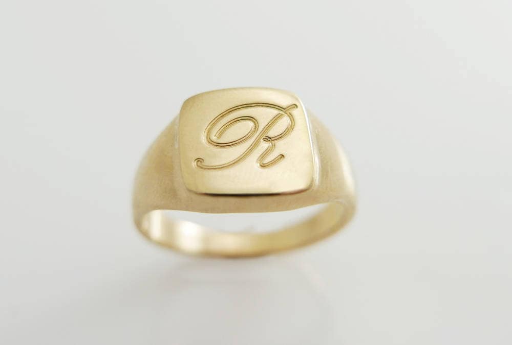 Gold Monogram ring. Unisex ring. Monogram ring. Initial ring. | Etsy