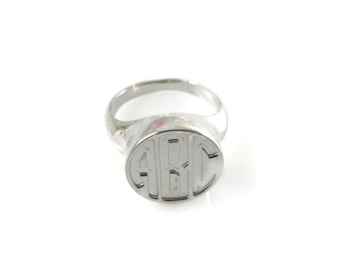Monogram Ring. Sterling Silver Ring. Silver Monogram Ring. Signet Ring ...