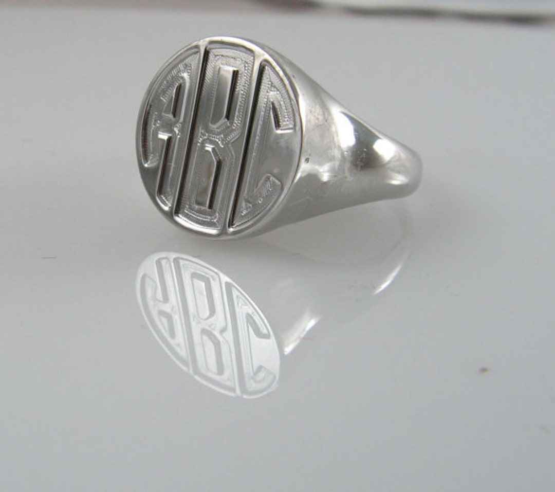 Monogram Ring. Sterling Silver Ring. Silver Monogram Ring. Signet Ring ...