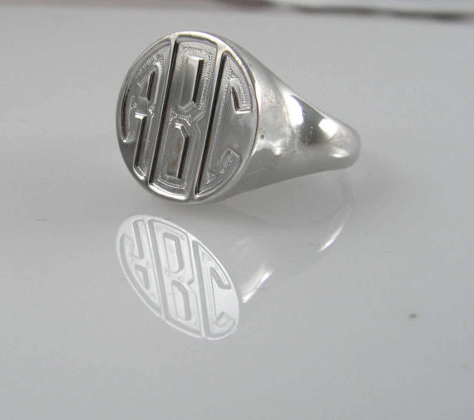 Monogram Ring. Sterling Silver Ring. Silver Monogram Ring. | Etsy