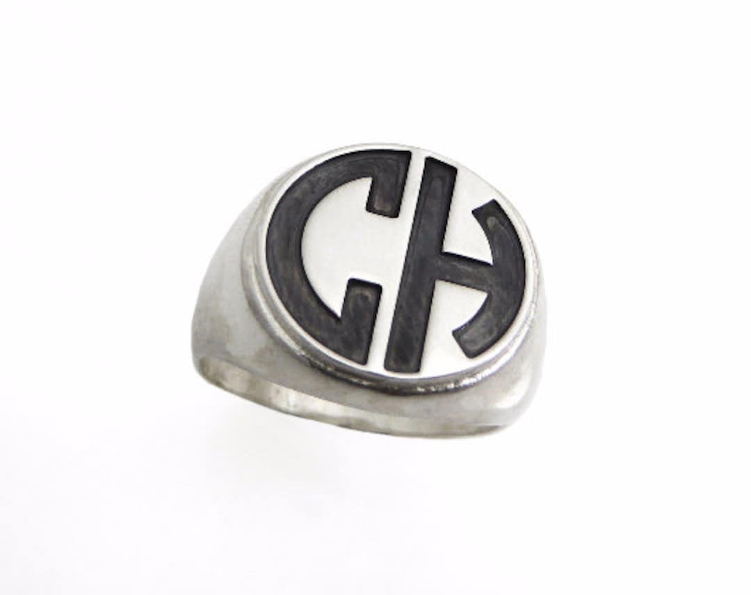 Men Monogram Ring. College Ring. Initials Ring. Silver Monogram Ring ...