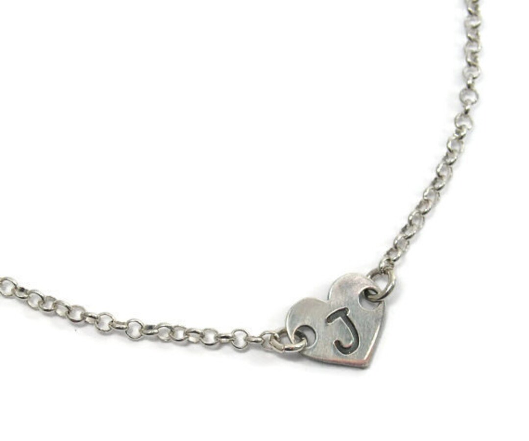 Heart Initial Necklace. Sterling Silver Heart Initial Necklace. Silver ...