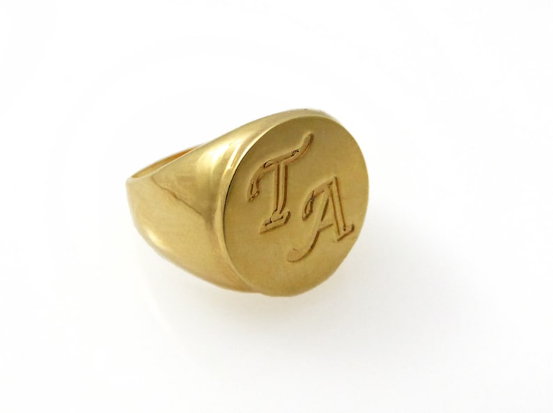 14k Solid Gold Men Monogram Ring. College Ring. Initial Ring. - Etsy