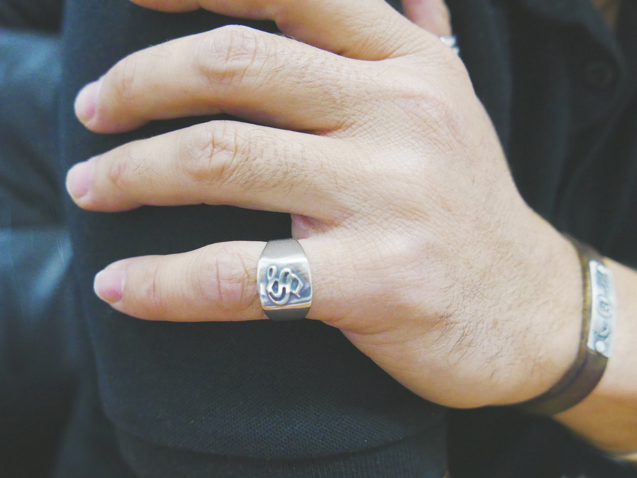 Monogram Ring .men Initial Ring. Silver Monogram Ring. | Etsy