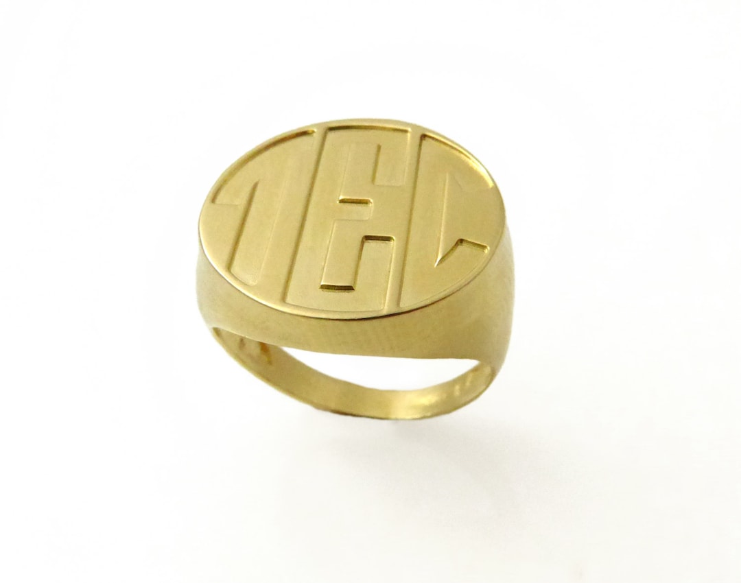 Massive Monogram Ring. Gold Monogram Ring. Men Ring. Initial Ring. Gift ...
