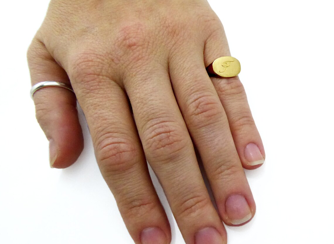 14k Solid Gold Pinky Ring. Monogram Ring. Monogram Ring. - Etsy