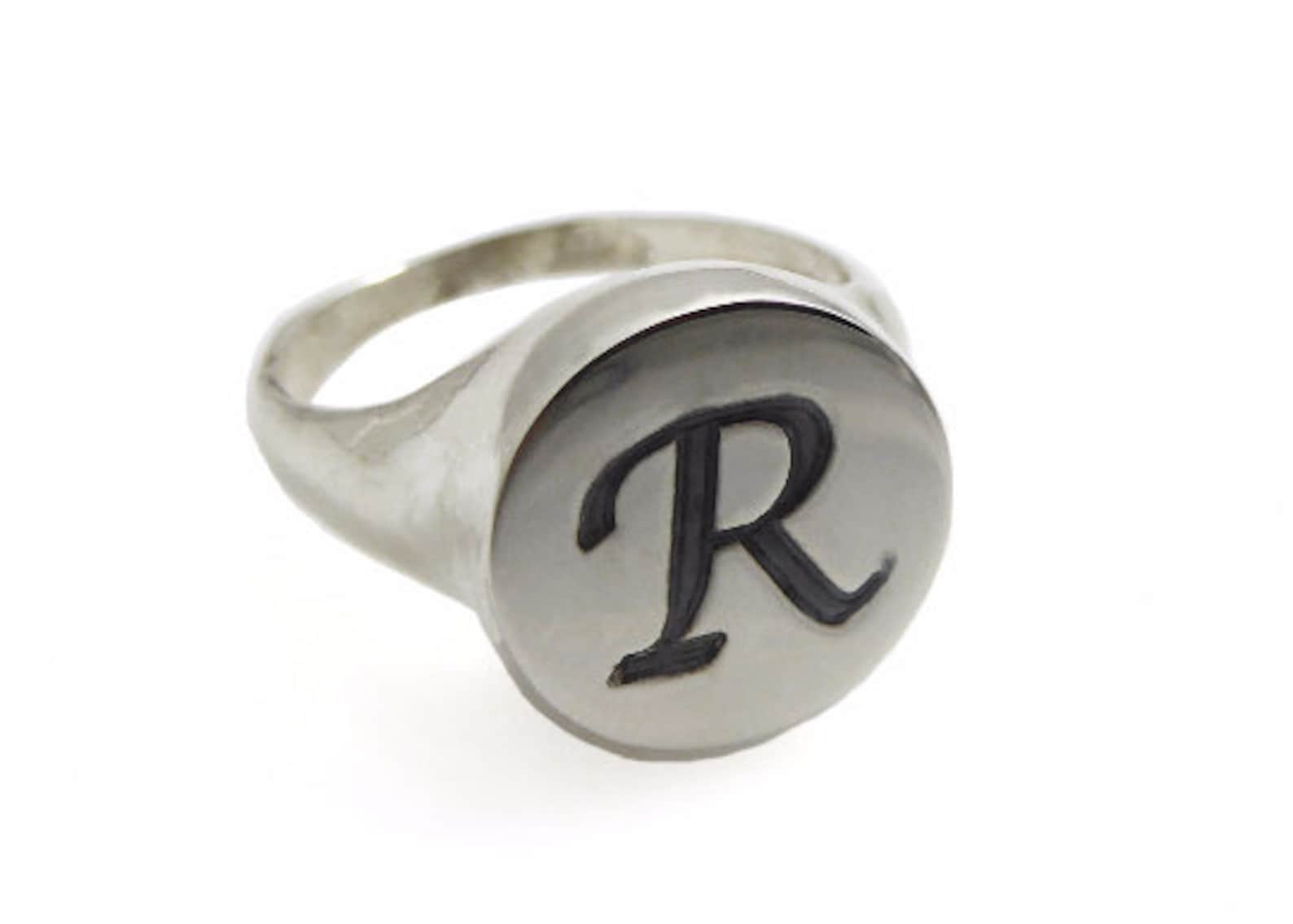 Men monogram ring. College ring. Initials ring. Silver | Etsy