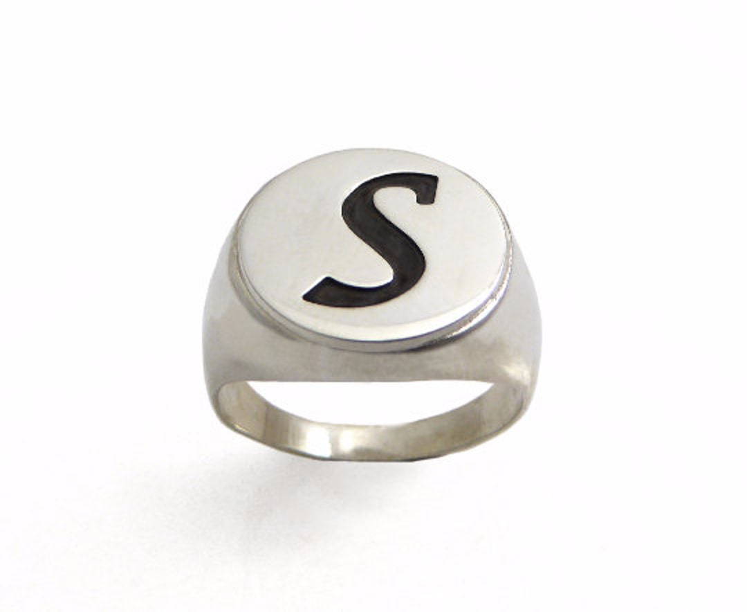 Men Monogram Ring.college Ring.initial Ring.silver Monogram Ring.men ...