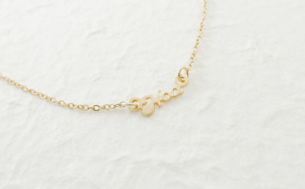 Super Small Name Necklace. Tiny Gold Name Necklace. Gold Personalized ...