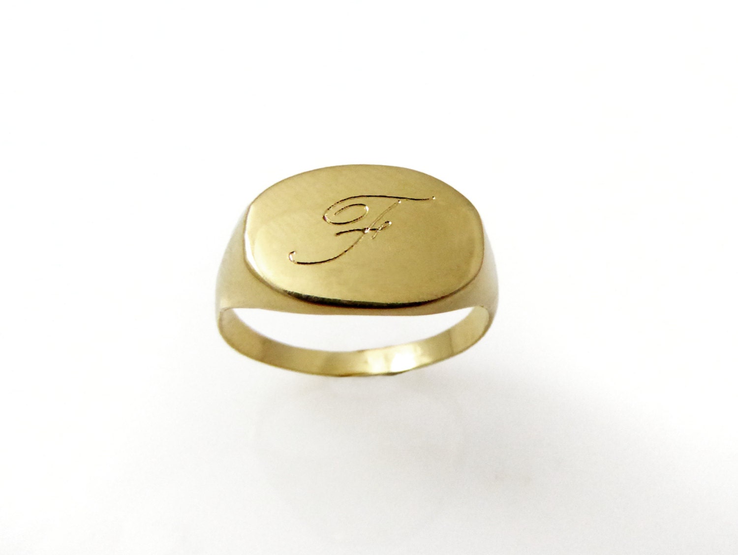 14k Solid Gold Pinky Ring. Monogram Ring. Monogram Ring. | Etsy