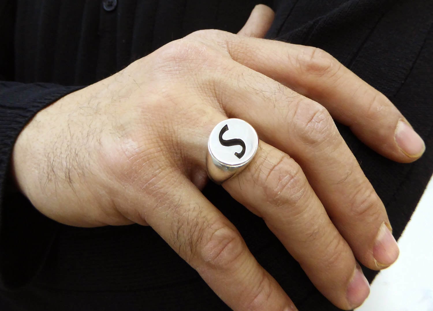 Men Monogram Ring.college Ring.initial Ring.silver Monogram Ring.men ...