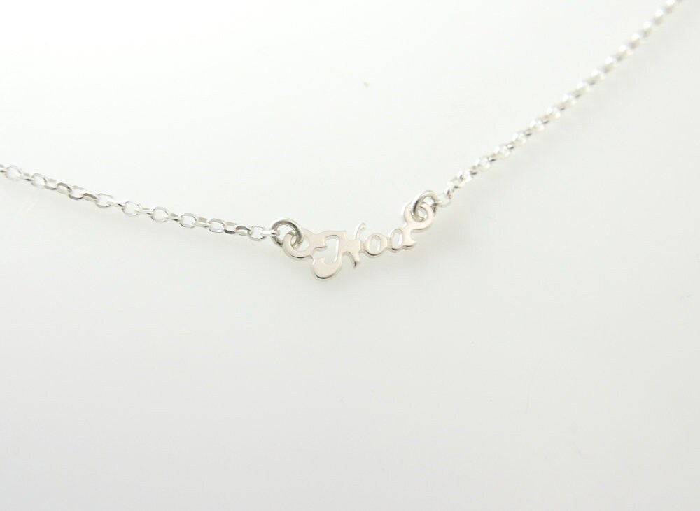 Super small name necklace. tiny silver name necklace. silver | Etsy