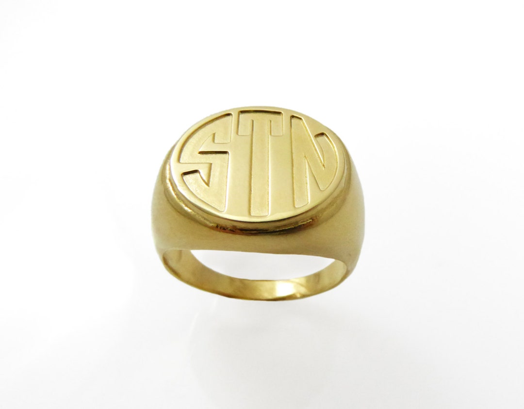 Monogram Ring. Gold Monogram Ring. Unisex Ring. Men Ring. Initial Ring ...