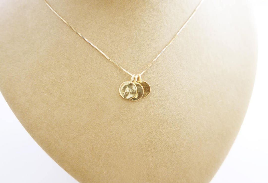 14k Gold Initials. 3 Initials Pendant. Triple Letter Charm Necklace ...