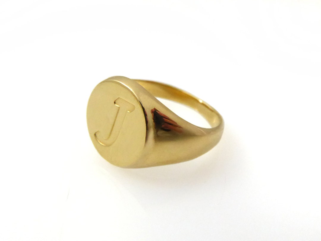 14k Pinky Ring. Monogram Ring. Unisex Ring. Monogram Ring. Initial Ring ...