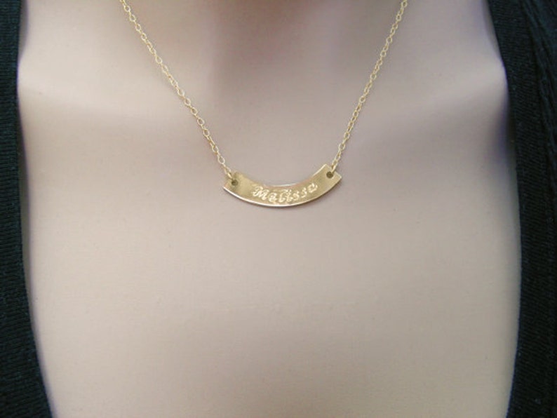 Gold name necklace. Personalized gold name plate necklace. | Etsy