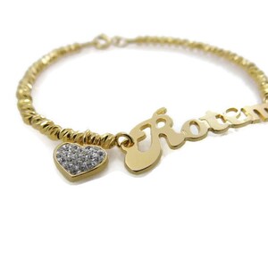Name Bracelet. Heart Gold Bracelet. Gold Bracelet. Beaded Name Bracelet ...