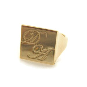 14k Solid Gold Initial Ring. Gold Men Ring. Mens Initial Ring. Monogram ...