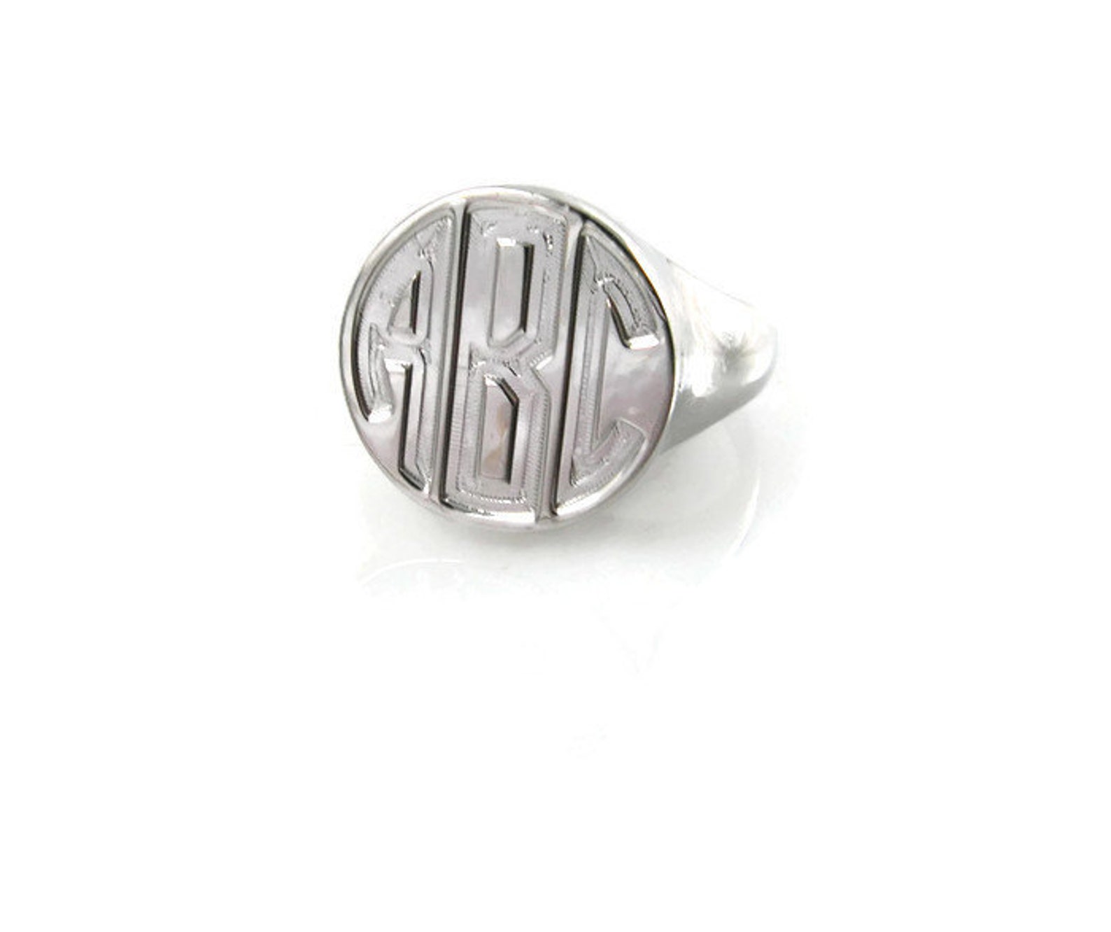 Monogram Ring. Sterling Silver Ring. Silver Monogram Ring. | Etsy