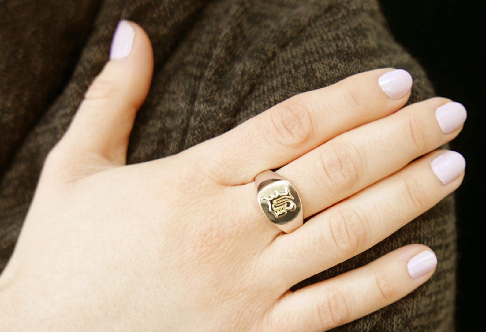 Pinky Ring .unisex Monogram Ring. Initials Ring. Gold Monogram Ring ...