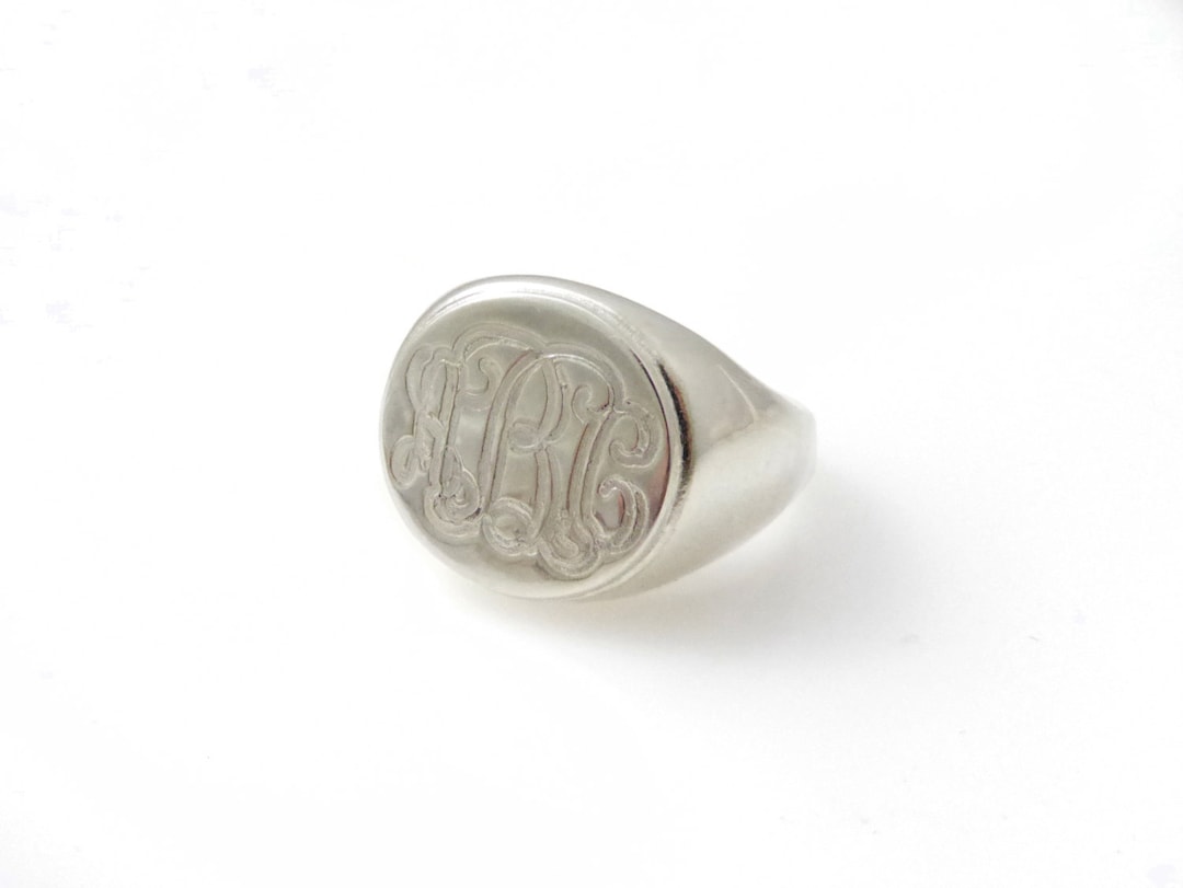 Men Monogram Ring. College Ring. Initials Ring. Silver Monogram Ring ...