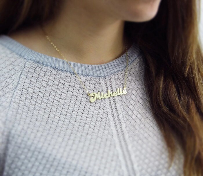 Name Necklace. Gold Name Necklace. Gold Plated Sterling Silver Necklace ...