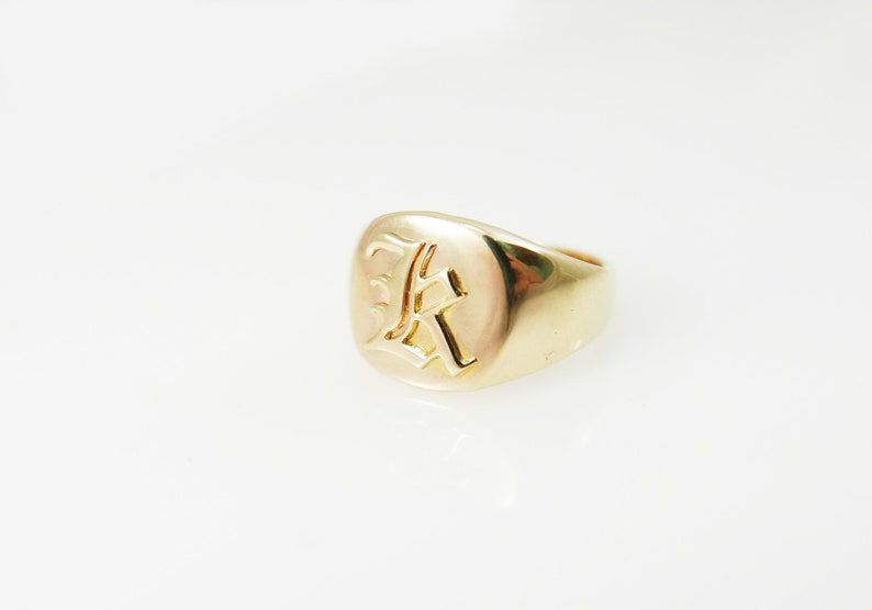 14kt Real Gold Monogram Ring .men Initial Ring. Personalized Ring .guti ...