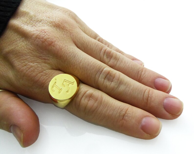 14k Solid Gold Men Monogram Ring. College Ring. Initial Ring. - Etsy