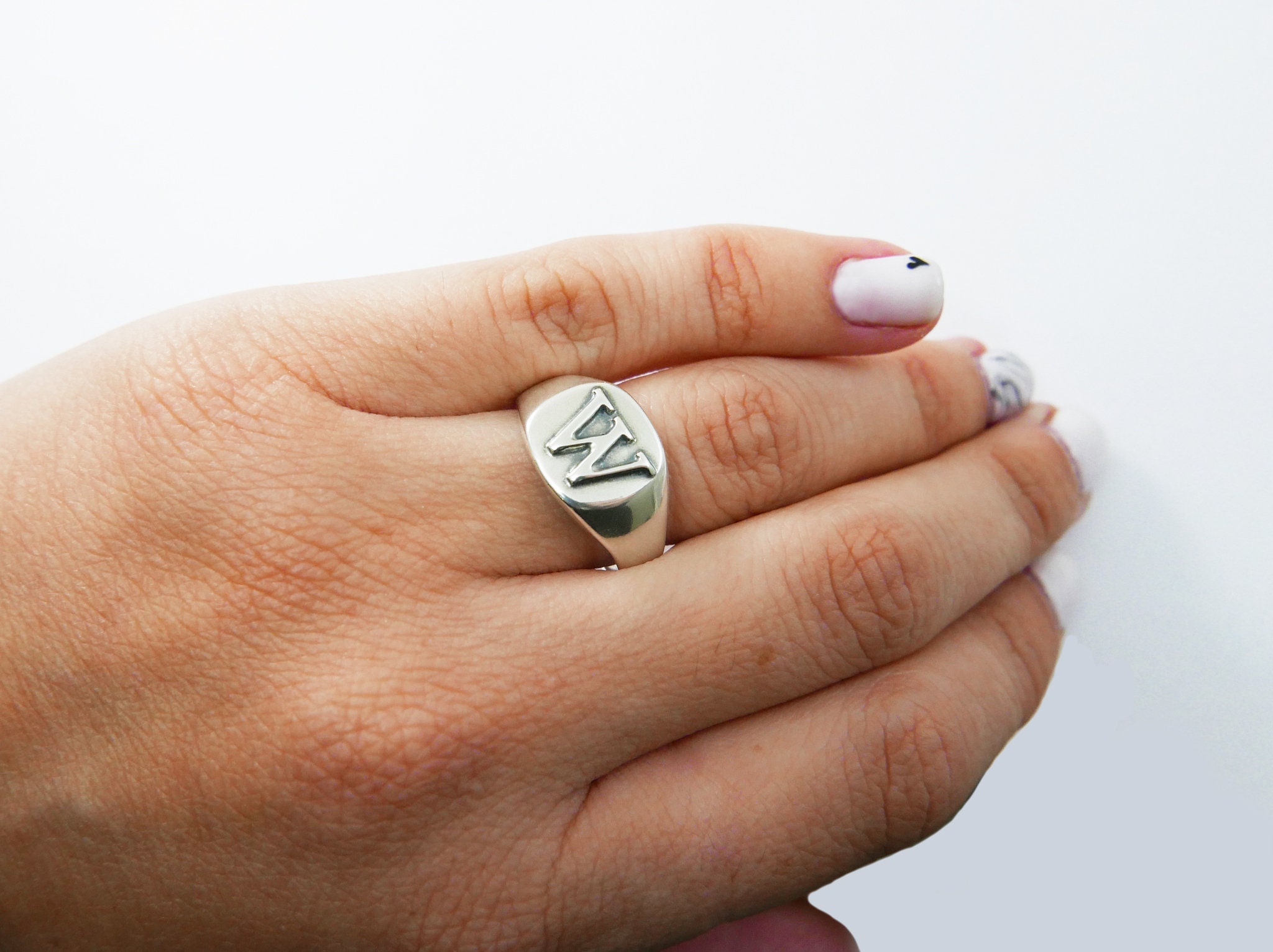 Monogram Ring .men Initial Ring. Silver Monogram Ring. Personalized ...
