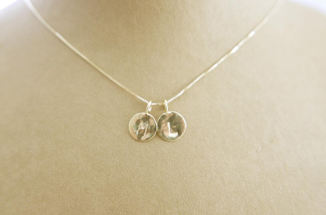 14k Gold Initials. Double Initials Pendant. 2 Letter Charm | Etsy