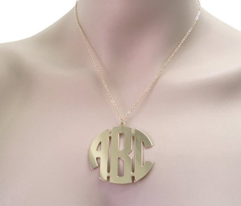 Gold monogram Necklace. 2 Personalized Initial monogram | Etsy