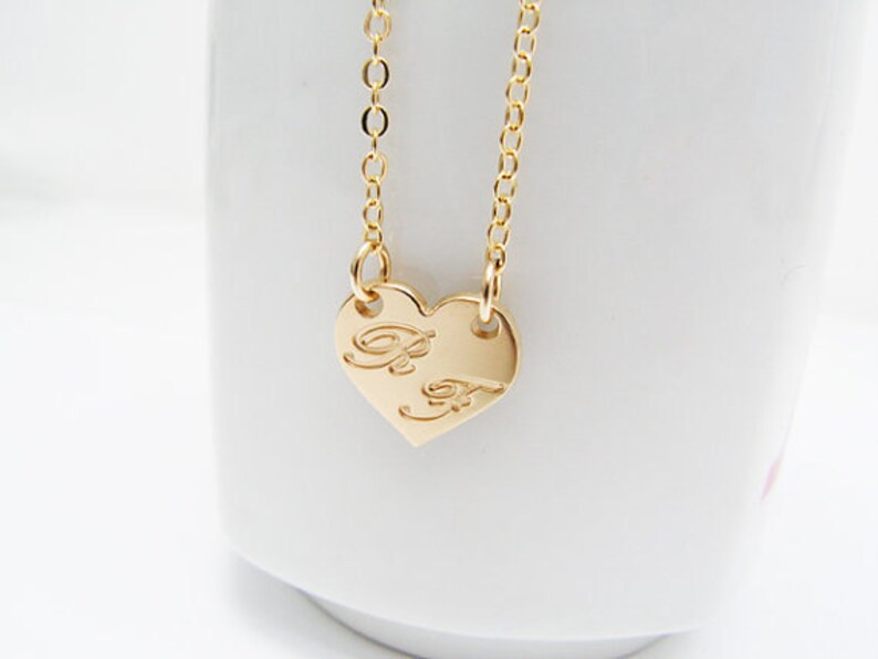 Heart Initial Necklace. Gold Initial Necklace. Personalized Necklace ...