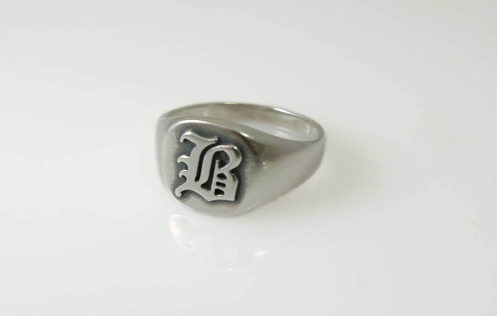 Monogram Ring .men Initial Ring. Silver Monogram Ring. - Etsy