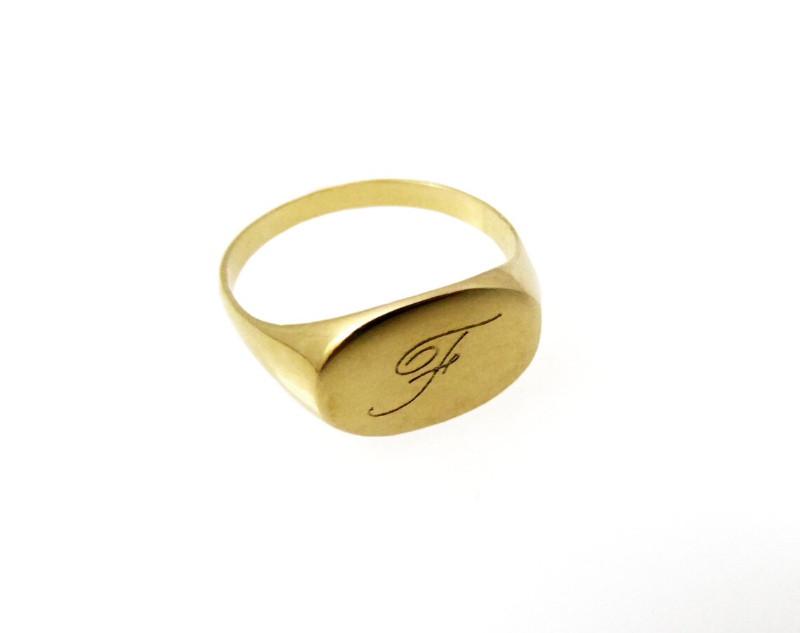 14k Solid Gold Pinky Ring. Monogram Ring. Monogram Ring. - Etsy