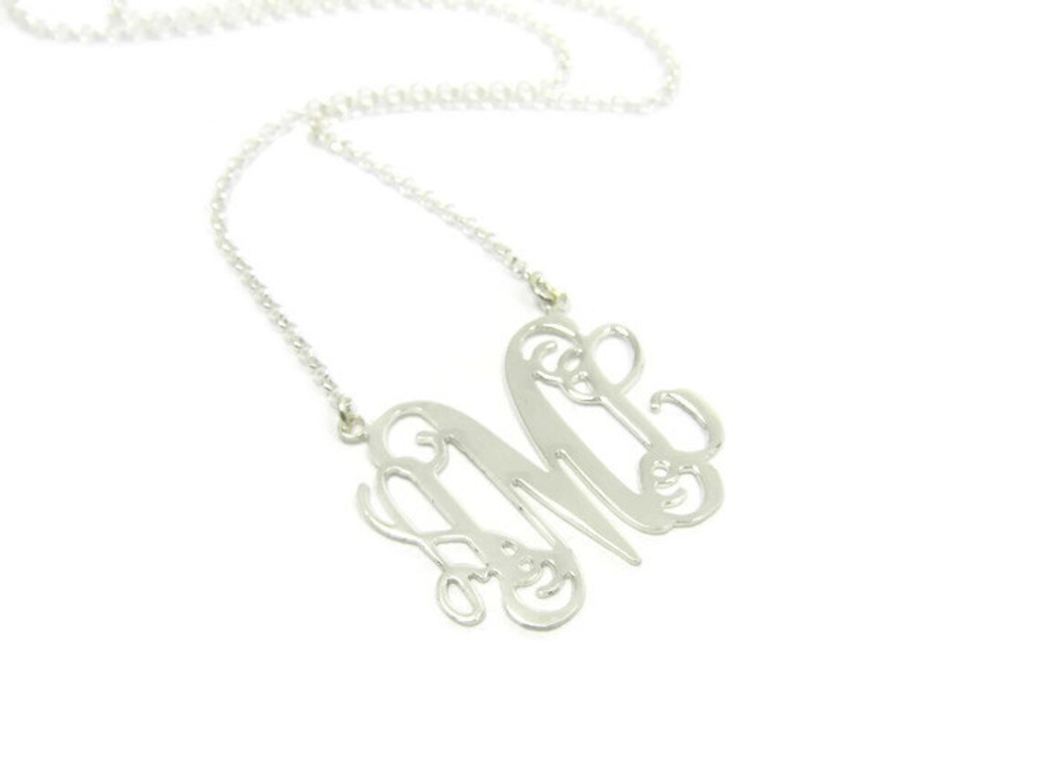Monogram Initial Necklace. Personalized Necklace. 1.25" Monogram ...