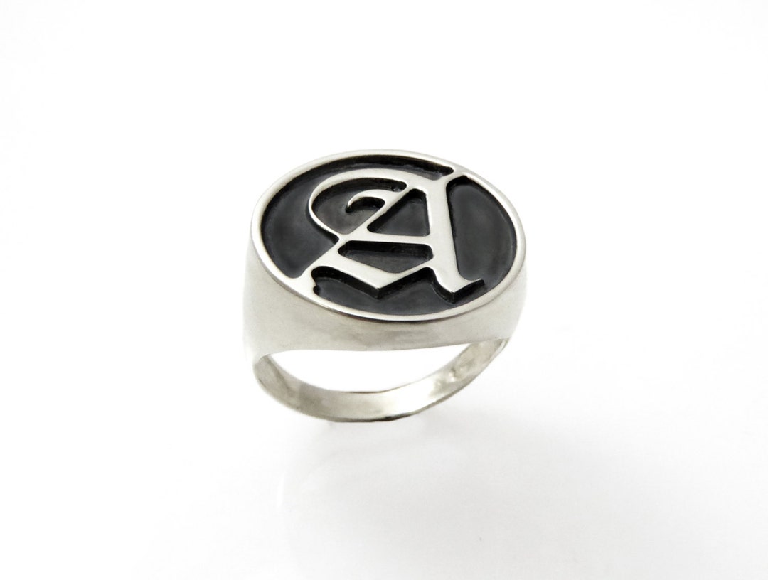 Massive Men Monogram Ring. College Ring. Initials Ring. Silver Monogram ...