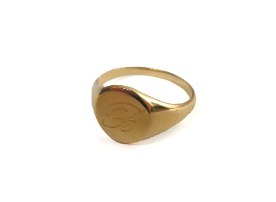 14k Solid Gold Gold Monogram Ring. Personalized Ring Unisex - Etsy