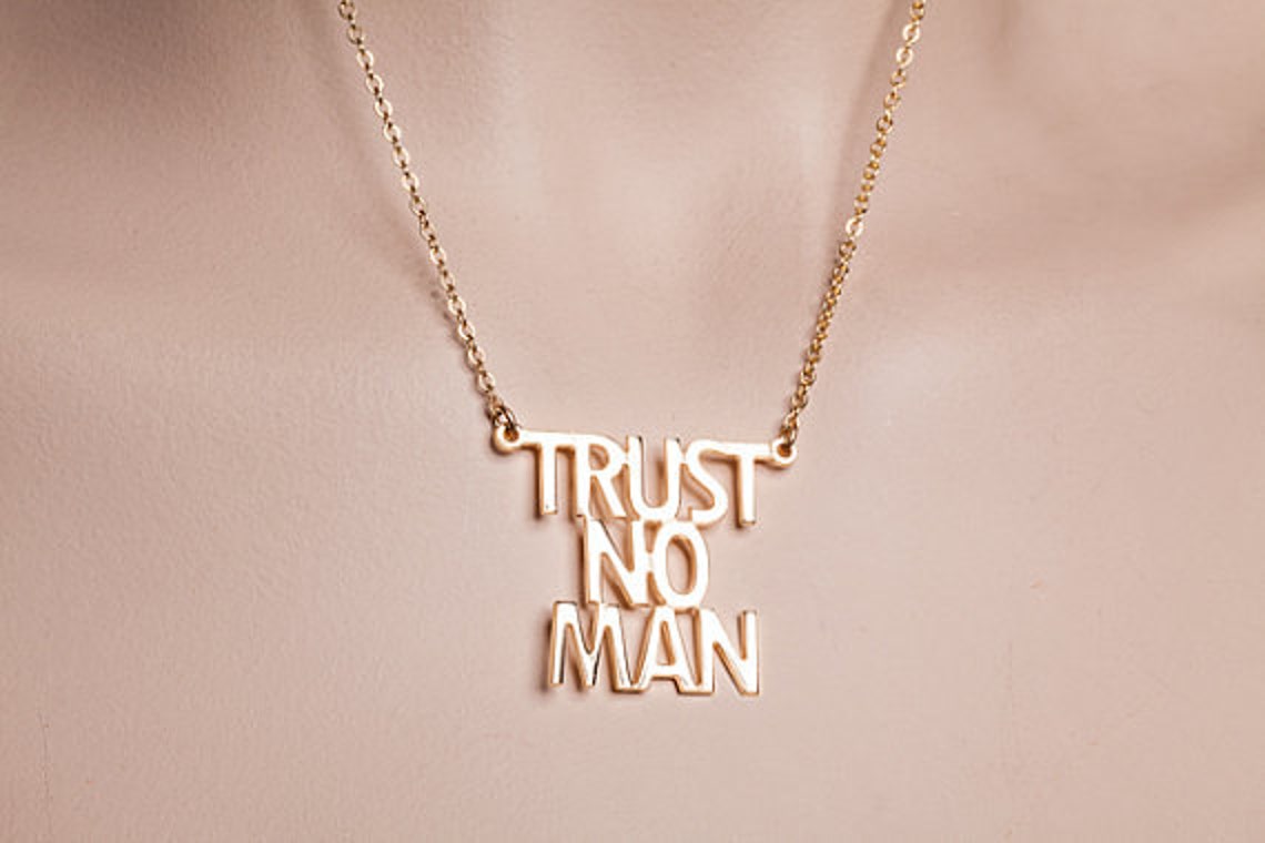 Trust No Man Necklace. Phrase Necklace. Gold Necklace. Madonna | Etsy