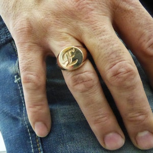 Initial Ring. Gold Men Ring. Unisex Initial Ring. Crystal Initial Ring ...