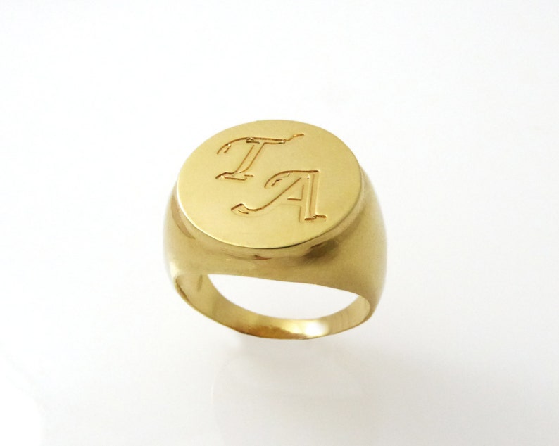 14k Solid Gold Men Monogram Ring. College Ring. Initial Ring. - Etsy