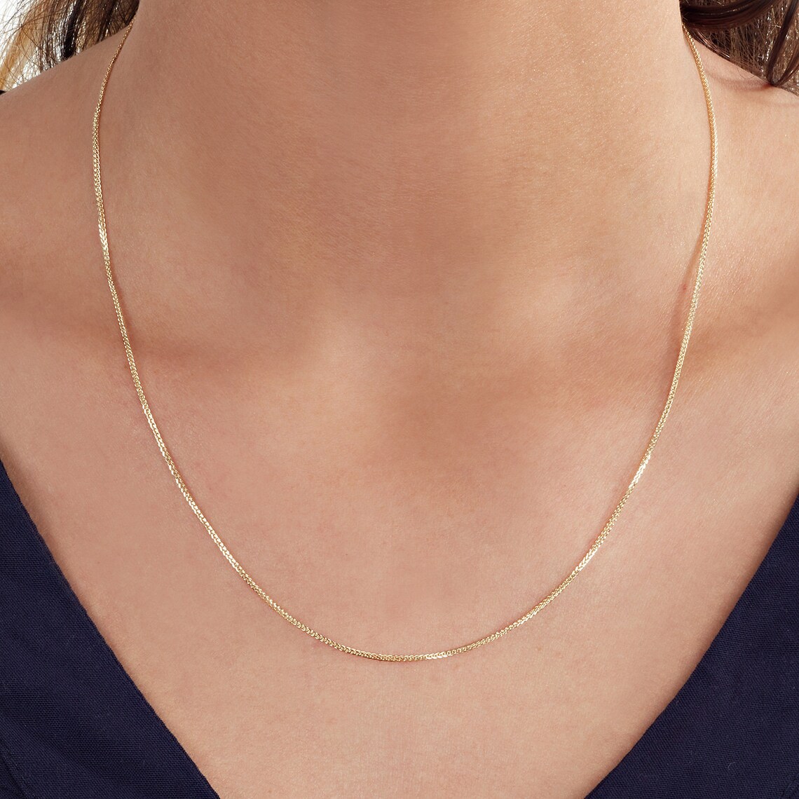 14k Gold Chain Gold Necklace Yellow Gold Necklace Spiga - Etsy