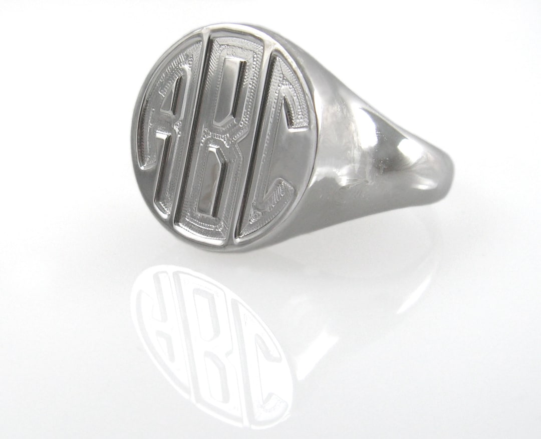 Monogram Ring. Sterling Silver Ring. Silver Monogram Ring. Signet ...
