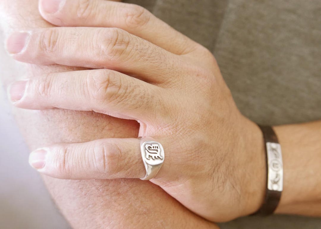 Pinky Ring.unisex Monogram Ring. Initials Ring. Silver Monogram Ring ...