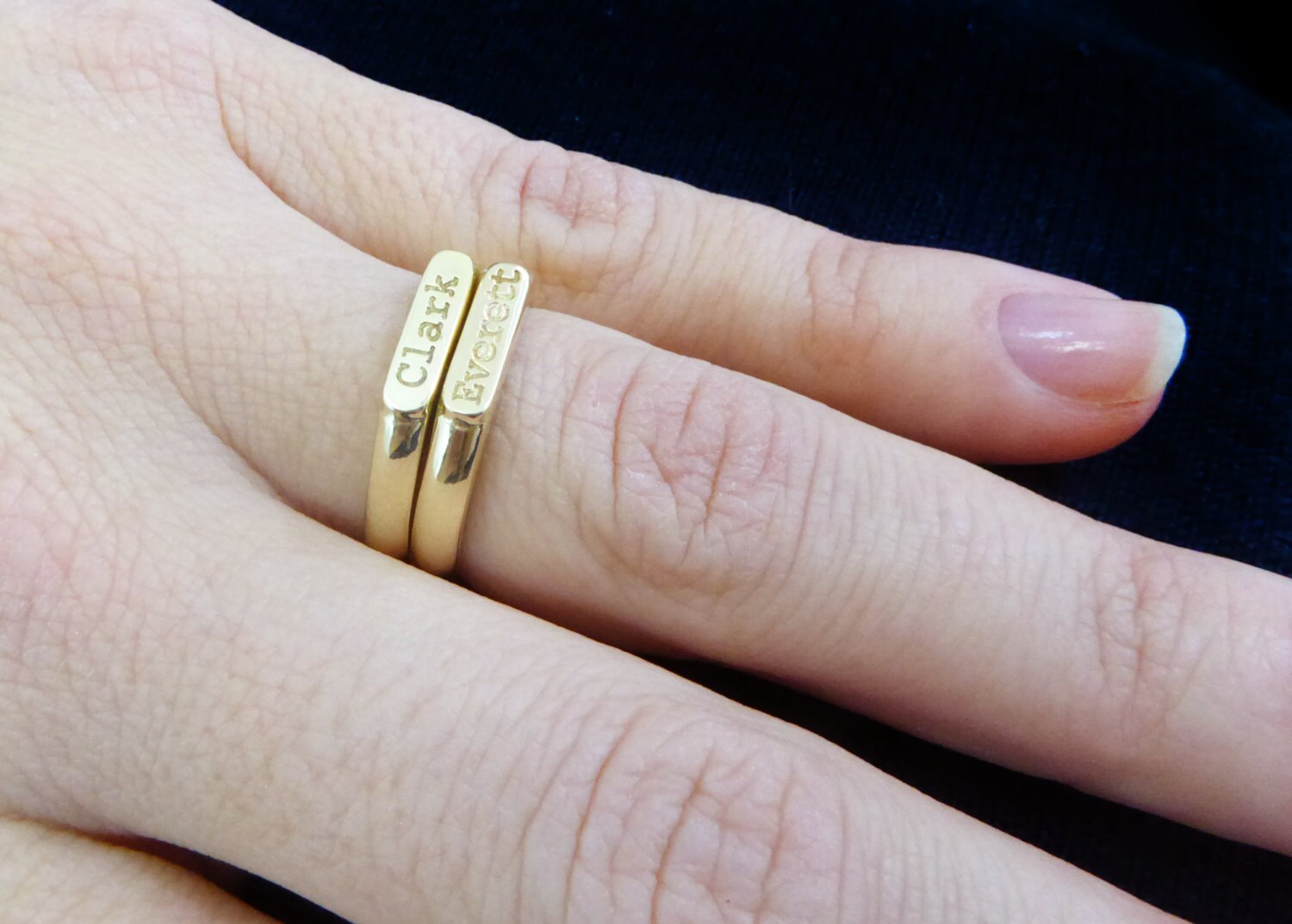 Two Name Ring. Gold Ring. Personalized Ring. Word Ring. Name | Etsy