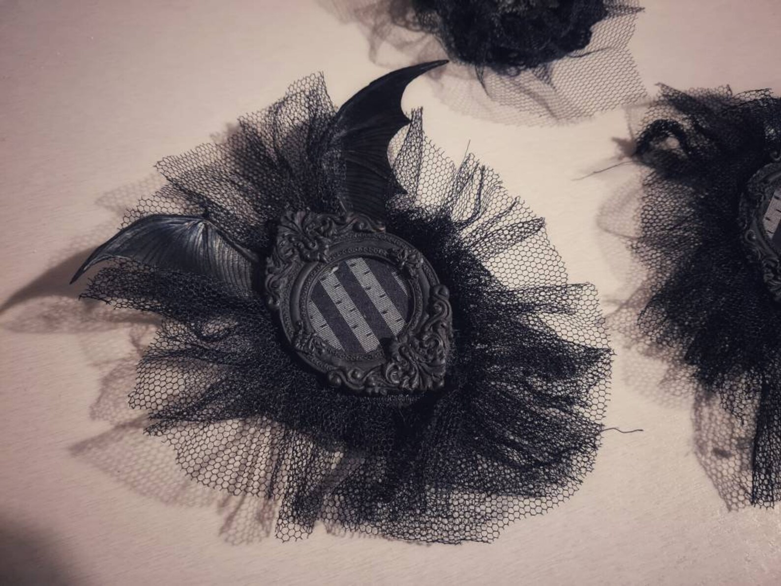 Victorian Goth Brooch With Bat Wings, Tim Burton Style, Addams Family ...