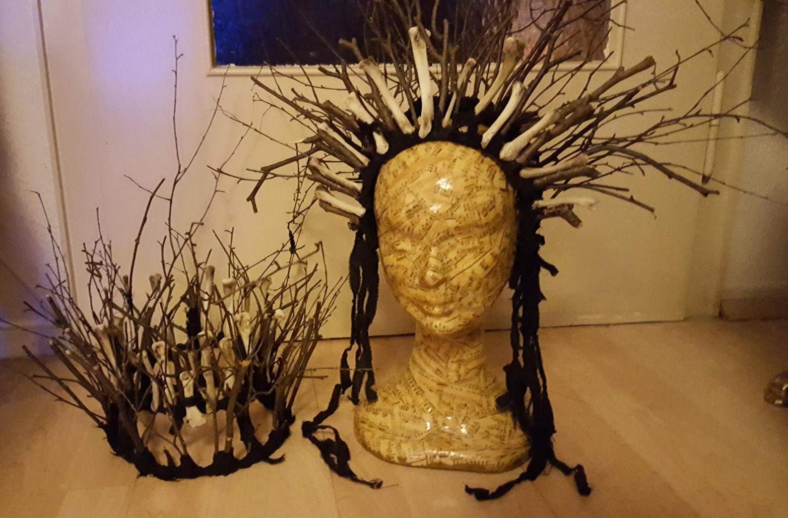 Witch Queen Crown - Wood and Bones - Pagan Folk Gothic Headpiece - Etsy