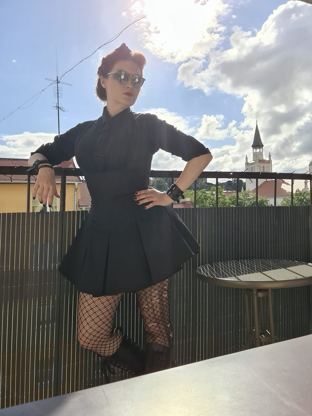 Ebm Party Fetish Mini Industrial Gothic Wgt Dungaree Dress - Etsy UK