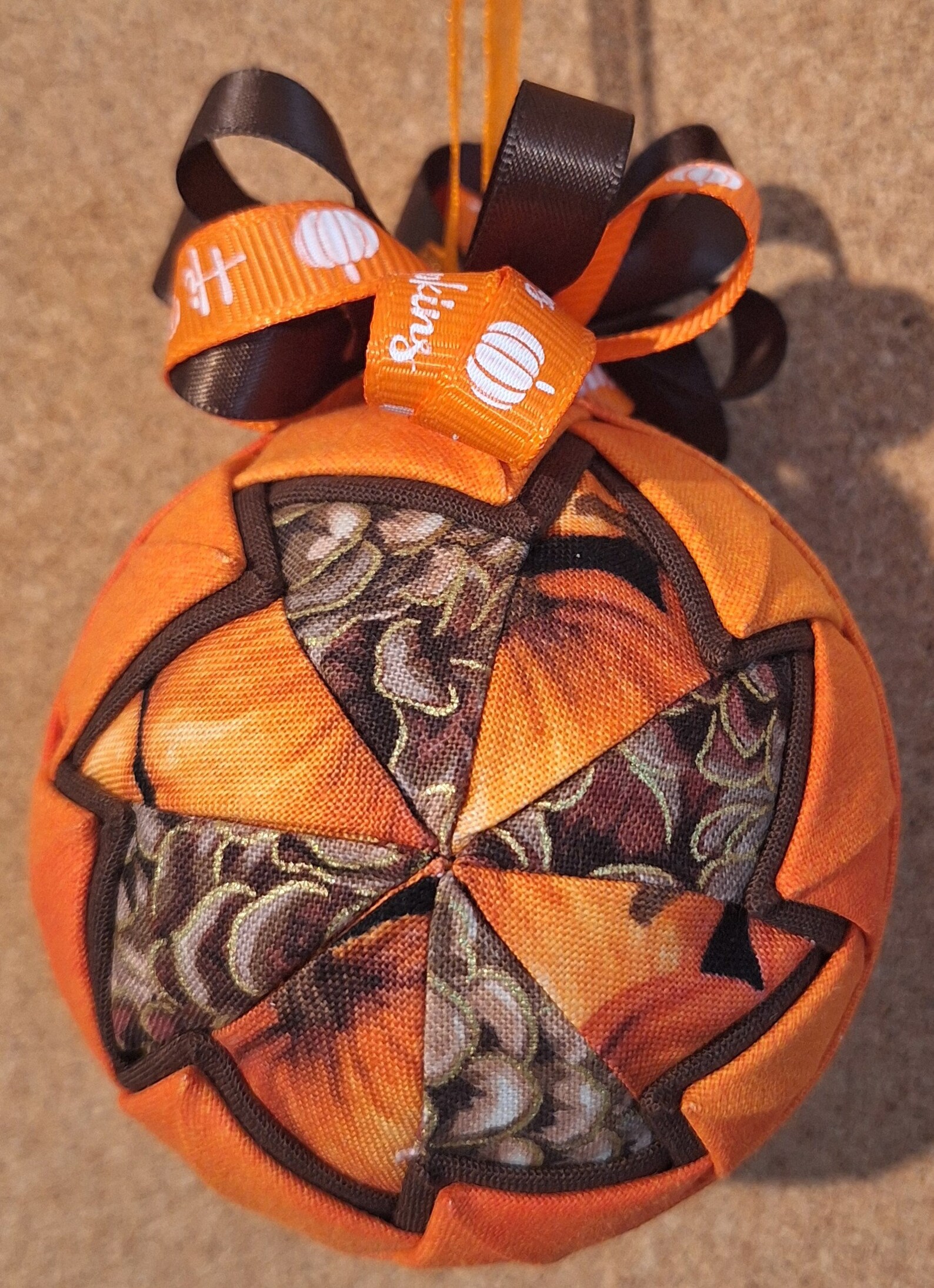 Fall "quilted" Christmas Ornaments - Pumpkins and Pine Cones ...