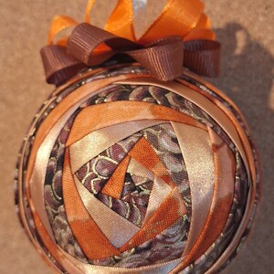 Fall "quilted" Christmas Ornaments - Pumpkins and Pine Cones ...