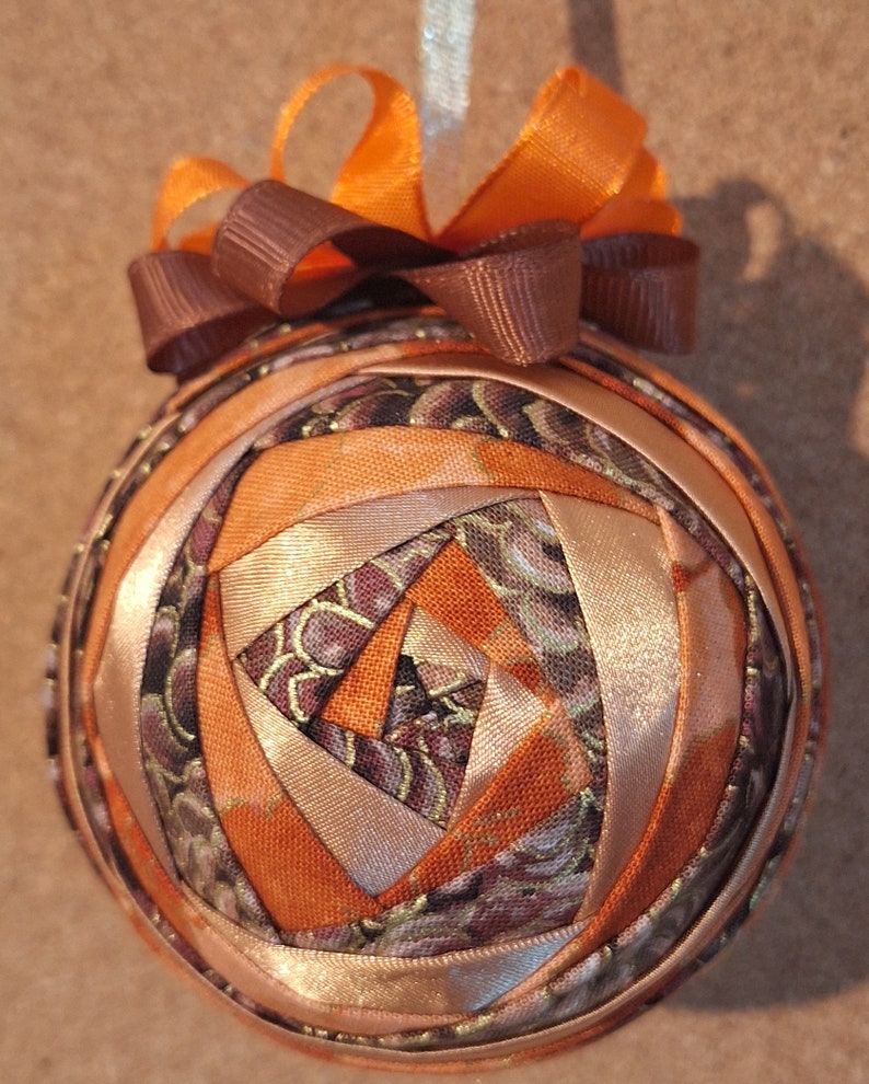 Fall "quilted" Christmas Ornaments - Pumpkins and Pine Cones ...